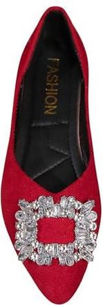 Generic Ballerines plates d&eacute;contract&eacute;es &agrave; bout pointu pour femme - Couleur unie - &Eacute;l&eacute;gantes et classiques - Avec strass - L&eacute;g&egrave;res et confortables - Pour le tr