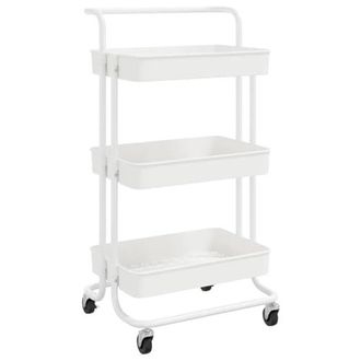 vidaXL Chariot de Cuisine 3 Niveaux Etag&egrave;re de Cuisine Chariot de Service Desserte &agrave; roulettes Chariot de M&eacute;nage Blanc 42x35x85 cm Fer et ABS