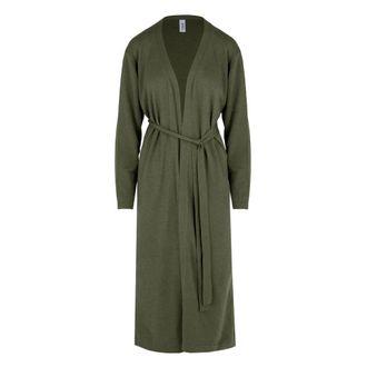 Bomboogie Femme, Pulls, Vert, Taille: 38 FR Gilet en m&eacute;lange de m&eacute;rinos avec ceinture amovible