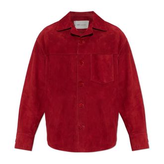 Ami Wildlederjacke mit gesticktem Logo - - Jackets - Herren - Rot - L