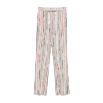 Missoni Femme, Pantalons, Multicolore, Taille: 36 FR Pantalon &agrave; Rayures Beige &Eacute;l&eacute;gant &Eacute;cologique