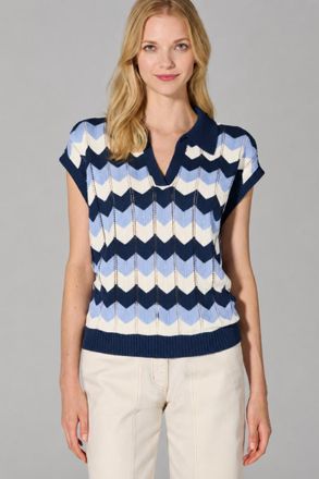 Hempage Hempage Damen vegan Pullunder Slipover Navy Natur Wasserblau