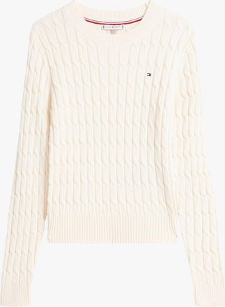 Tommy Hilfiger Pull droit &agrave; col rond en maille c&ocirc;tel&eacute;e de coton