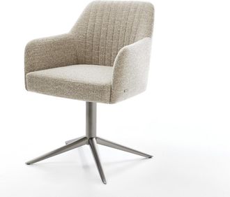 DELIFE Drehstuhl Greg-Flex Webstoff Soft Beige Fußkreuz Graphit 360° drehbar Wippfunktion Taschenfederkern, Esszimmerstühle