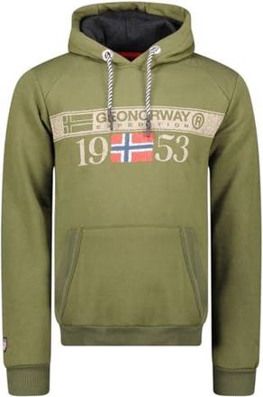 Geographical Norway Fastlife Men - Sweat Capuche Poche Kangourou Homme - Sweatshirt Logo Pull Hood Hoody Chaud Manches Longues - Hommes Printemps Ete Automne Hiver (Kaki 