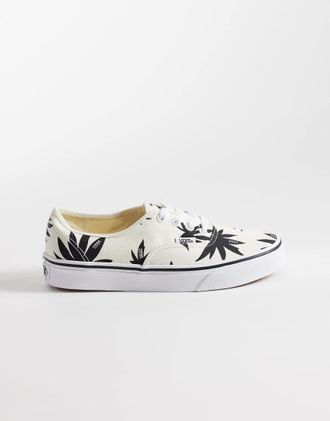Vans Authentic - Baskets &agrave; imprim&eacute; feuille - Noir et blanc