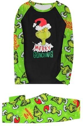 Generic Le Grinch Pyjama Noel Famille De Grinch Coton Couple Noël Ensembles Femme Hiver Garcon Chaud Et Doux Costume Vetement Homme Deguisement Assorti Pull A
