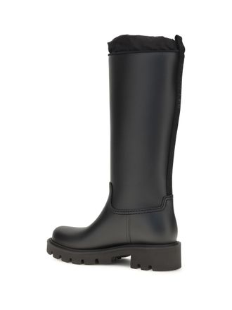 Moncler Womens Knee-High Kickstream Boots Black Upper Pvc