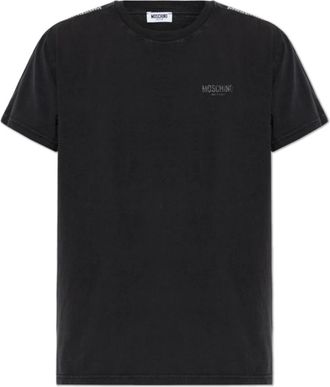 Moschino Homme, Tops, Noir, Taille: 2XL T-Shirt avec Logo