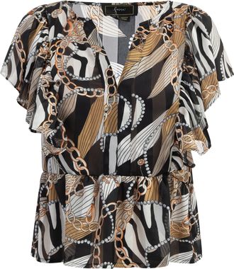 Faina Bluse Damen Schwarz Mehrfarbig