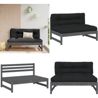 vidaXL Mittelsofa Grau 120x80 cm Massivholz Kiefer - Outdoor-Sofa - Gartenm&ouml;bel - Kiefernholzm&ouml;bel - Lounge Set - Balkonm&ouml;bel - Home & Living