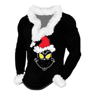 Generic Le Grinch Pull De Noel Homme Noel Enfant Adulte Famille Sweater Pulls Pyjama Sweat Drole Moche Sweatshirts Vetement The Costume zippé Sweats col Rond 