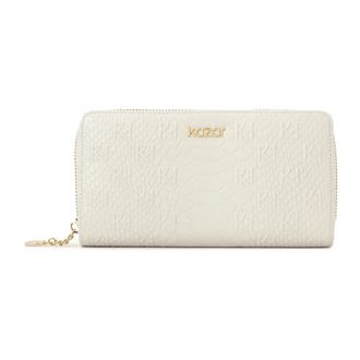 Kazar Wei&szlig;e gepr&auml;gte Lederbrieftasche mit Rei&szlig;verschluss - - Accessories - Damen - Wei&szlig; - ONE SIZE
