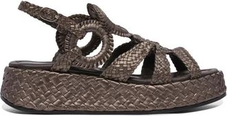 Pons Quintana Sandalen - Brown Woven Platform Sandals With Circular Accent - Gr. 36 (EU) - in Braun - f&uuml;r Damen