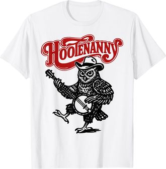 Giant Step Design Co. Hootenanny! Funny Banjo Owl Country Bluegrass Cottagecore T-Shirt