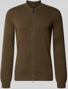Christian Berg Slim Fit Strickjacke aus Baumwoll-Mix mit Stehkragen