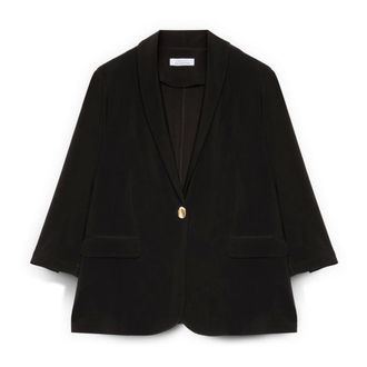Fiorella Rubino Femme, Vestes, Noir, Taille: 42 FR Blazer en jersey &agrave; manches trois-quarts