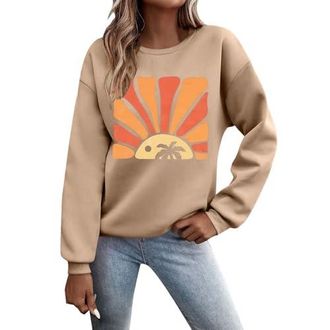 Generic 2026 Printemps 2024 Et Hiver Mode Sunrise Print Sweat &agrave; Capuche Femme, kaki, XXL