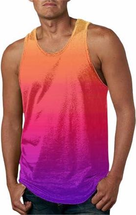 Generic DENGJIAMY D&eacute;bardeur d&eacute;grad&eacute; pour homme, grande taille, col en U, chemises d&eacute;contract&eacute;es pour les vacances, la plage, chemises hawa&iuml;ennes sans manches 