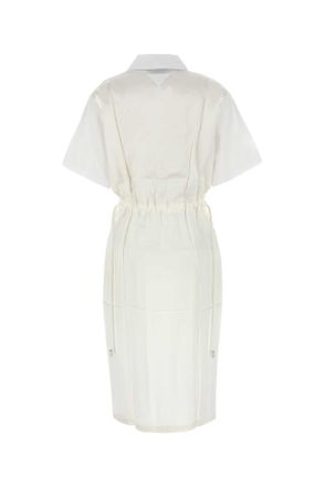 Prada Womens White Poplin Shirt Dress Bianco Exterior: Cotton Abiti