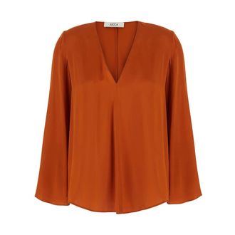 Jucca Seiden-V-Ausschnitt-Top - - Blouses & Shirts - Damen - Orange - XS