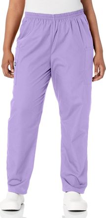 Cherokee Womens Workwear Elastic Waist Cargo Scrubs Pant, Orchid, X-Small Petite