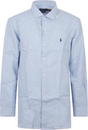 Polo Ralph Lauren Homme, Chemises, Bleu, Taille: XL Stretch Linen Woven Shirt