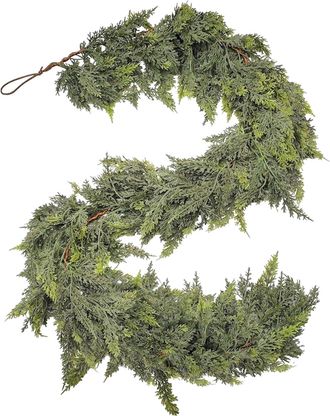Generic Weihnachten Künstliche Zederngirlande - Faux Greenery Garland | Grüngirlanden | 5,91 Fuß Kränze | Realistisches Kunstzeder - für Kamin, Tür, Fenster, 