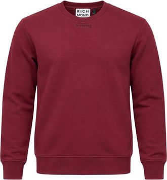 John Richmond SweaT-shirt Bordeaux &agrave; col rond avec mini logo - Homme - Sweatshirts et sweats &agrave; capuche - Rouge - Taille: S