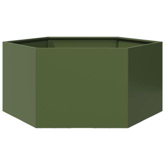 vidaXL Vidaxl - Jardini&egrave;re vert olive hexagone 104x90x45 cm acier