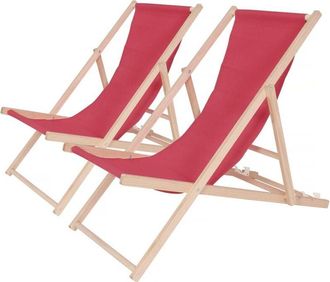 Habitat et Jardin 2er-Set Liegestühle aus Holz Chilienne - 107 x 56,5 x 81 cm - Rot