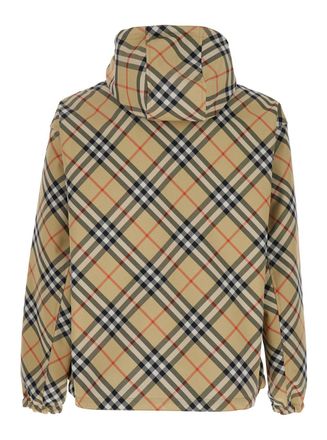 Burberry Mens Reversible Jacket Beige Check Motif Polyester Coat