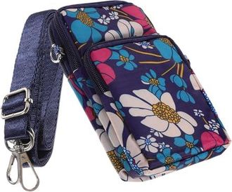 Hemoton Sacoche T&eacute;l&eacute;phone Portable Nylon avec Motif Floral Sac Bandouli&egrave;re Multifonction Mini Pochette pour T&eacute;l&eacute;phone et Porte-monnaie Sac Portable Femme R&eacute;si