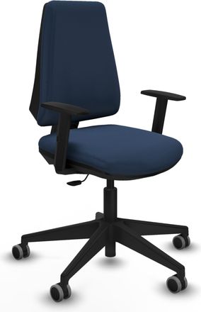 Piqueras y Crespo Elche Stuhl mit verstellbaren Armlehnen, ausgestattet mit Permanentkontakt und Schneideschaum, 65 mm Rollen, Parkett, Marineblau