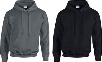 Gildan 2er Herren Kapuzenpullover Heavy Blend Set Hoodie Sweat M L XL 2XL 3XL 4XL 5XL in verschiedenen Farbsets & HLKauf-Block (1x Anthrazit, 1x Schwarz & 1x