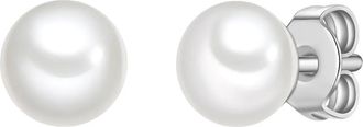 Glanzst&uuml;cke M&uuml;nchen Ohrringe - Sterling Silber Perlen-Ohrstecker S&uuml;&szlig;wasser-Zuchtp - Gr. unisize - in Wei&szlig; - f&uuml;r Damen