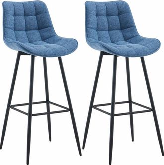 Clp Lot de 2 tabourets de bar Dartford Bleu Tissu