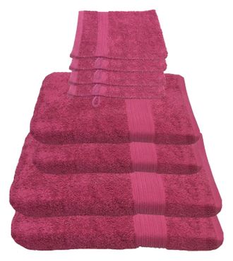 Julie Julsen 8 TLG Handtuchset 2 Badet&uuml;cher 2 Handt&uuml;cher 4 Waschhandschuhe Reine Baumwolle &uuml;ber 30 Farben Pink