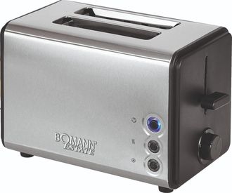 Bomann TA 1371 CB - 2 Scheiben-Toaster, Brötchenaufsatz abnehmbar, Edelstahlgehäuse, 750-850 Watt