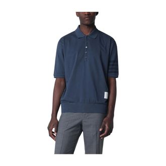 Thom Browne Homme, Tops, Bleu, Taille: XL Short Sleeve Rib Cuff Polo