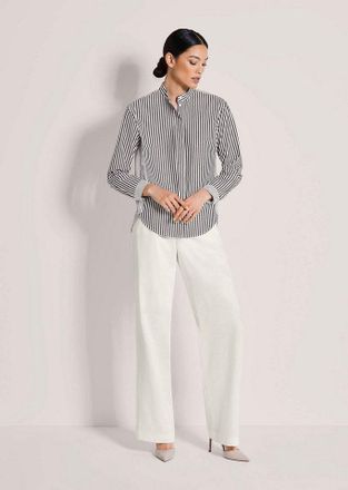 Madeleine Langarmbluse Blusenshirt mit Knopfdetails Baumwollbluse mit Stehkragen, verdeckter Knopfleiste und Langarm