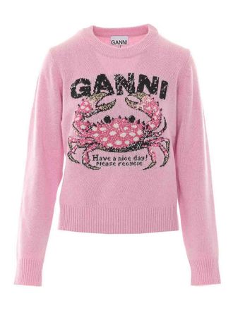 Ganni Pull Col Rond - Couleur Chair