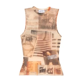 Jean Paul Gaultier Femme, Tops, Multicolore, Taille: 42 FR Mesh Printed Journal Tank Top