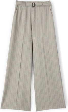 Motivi Femme, Pantalons, Gris, Taille: 46 FR Pantalon palazzo &agrave; rayures avec ceinture