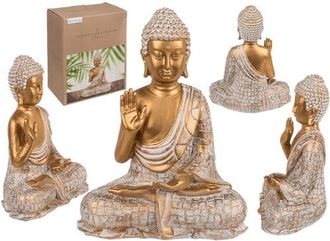 Out of the Blue Deko-Figur, Buddha, ca. 16,5 x 10 x 21 cm, aus Polyresin, in Geschenkverpackung, Golden