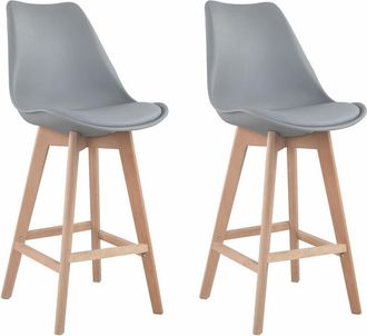 Happy Garden Happy Garden - Lot de 2 tabourets scandinaves sven gris avec coussin