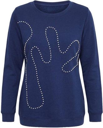 Miamoda Sweatshirt Sweatshirt Komfort Fit Zierperlen