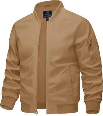 KEFITEVD Bomberjacke Herren Sommer Leichte Fliegerjacke Frühling Herrenjacke Army Jacke Sommerjacke Bomber Blouson Übergangsjacke Männer Khaki 3XL