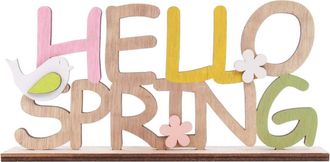 Amosfun Schriftzug Ostern Holz Hello Spring Holzschrift Holz Buchstaben Osterdeko Frühlingsdeko Tischdeko Desktop Ornament Frühling Ostern Party Festival Deko