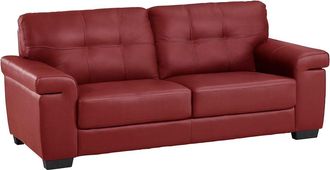 Vente-Unique Ledersofa 3-Sitzer - Rot - Hazel